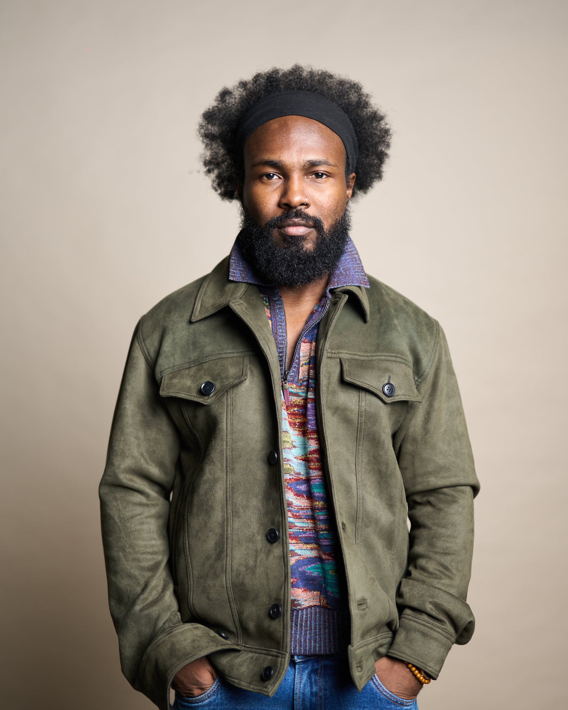 Olive suede jacket – Perlo Studios