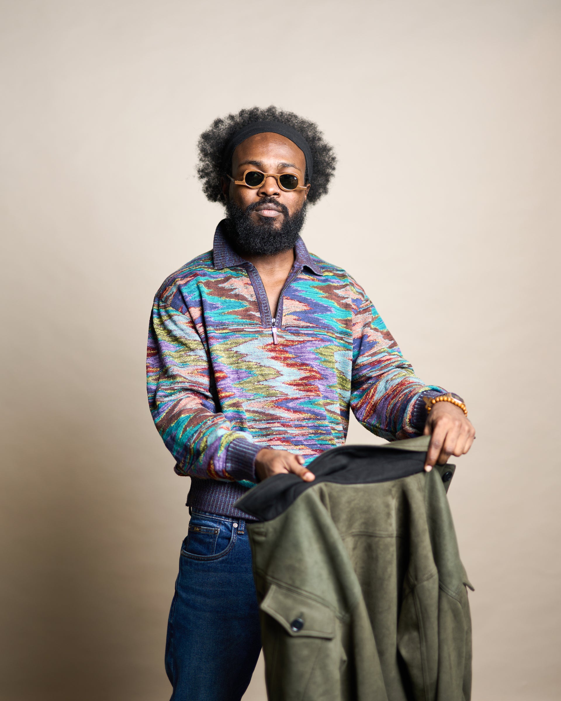 Olive suede jacket – Perlo Studios