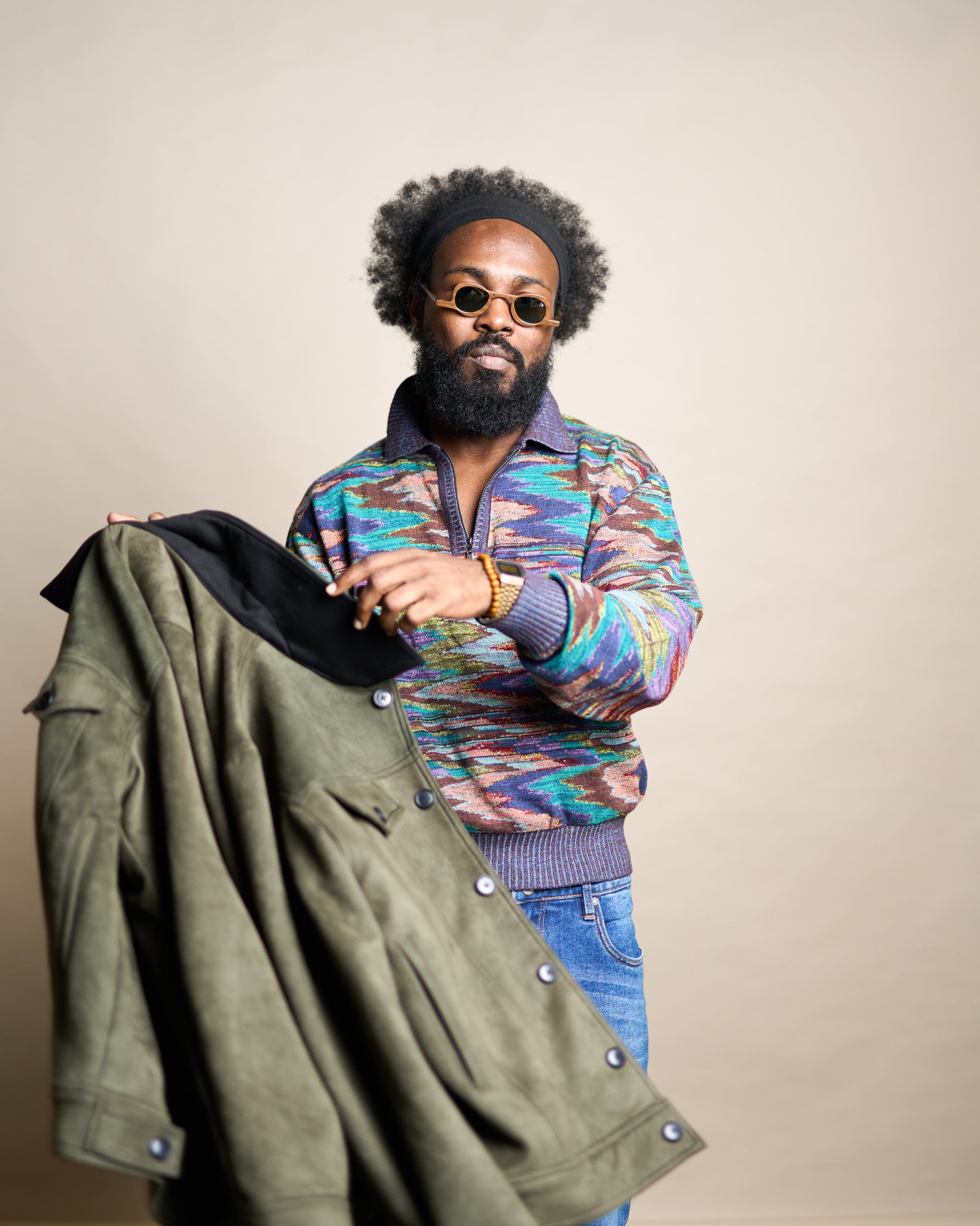 Olive suede jacket – Perlo Studios